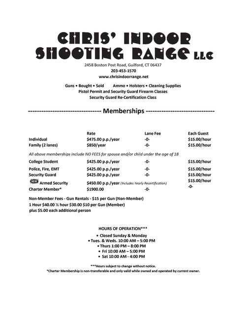 Indoor Gun Range Membership for Connecticut | Chris Indoor Range & Gun Shop